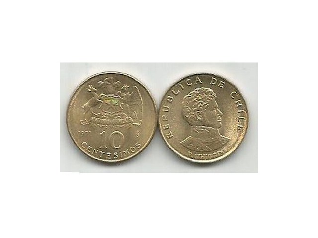 Chile 10 centesimos 1971.