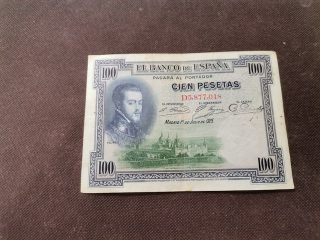 SPAIN 100 PESETAS 1925 ( 4 )