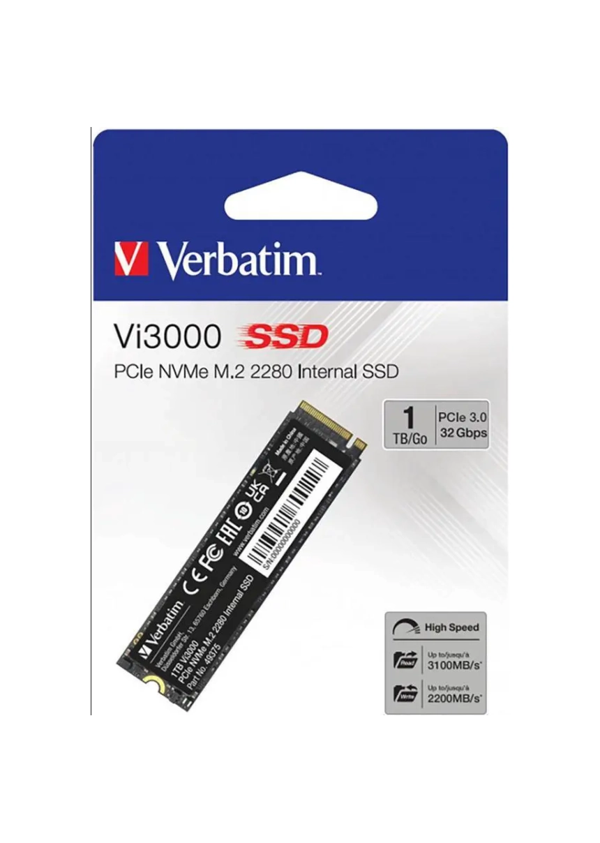 SSD M.2 NVMe Verbatim 1TB Vi3000 3100MBs/2200MBs