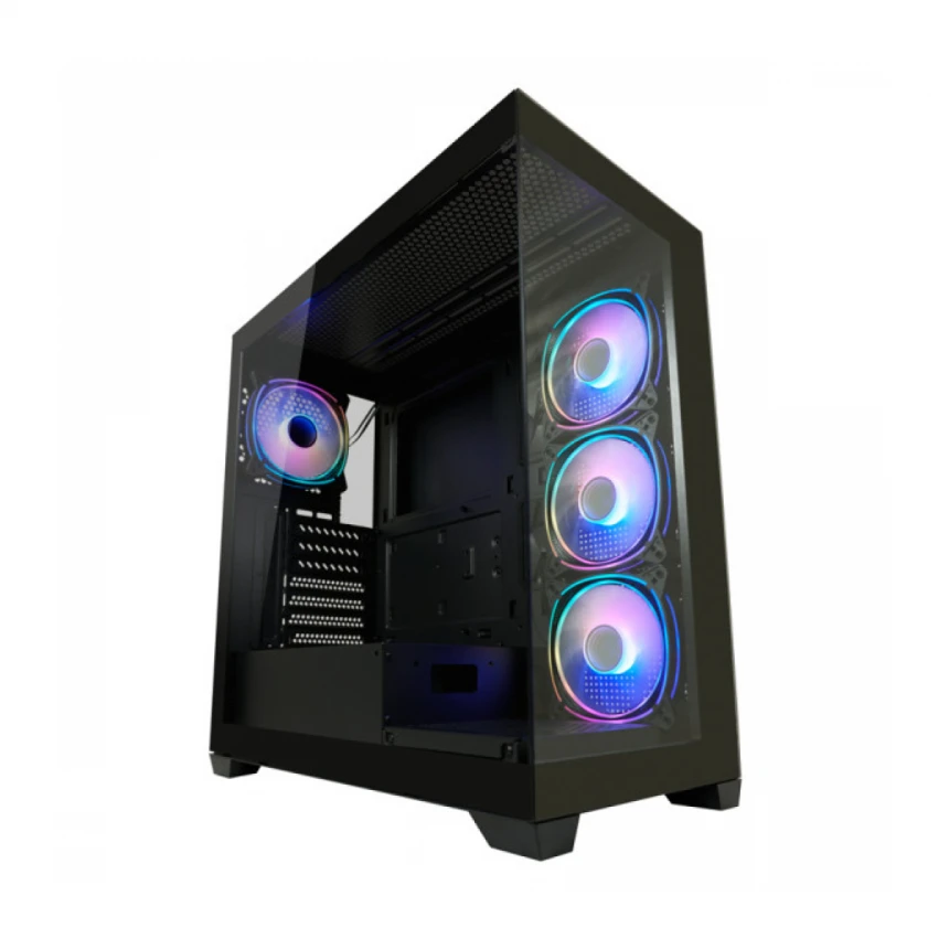 Kuciste LC Power LC-715B-ON "Seamless_X" Midi-ATX Case, black, 4x120mm ARGB