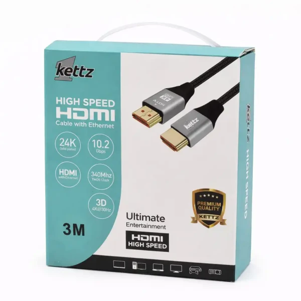 Kettz HDMI Kabl HK-K030M Premium V1.4 gold 3m 4K30Hz 19+1