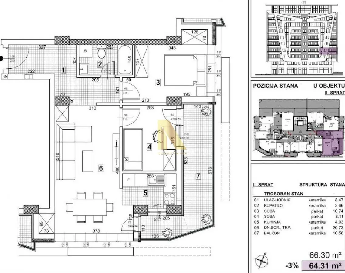 Prodaja, trosoban stan, 66m², Telep, Novi Sad Sve Podlokacije