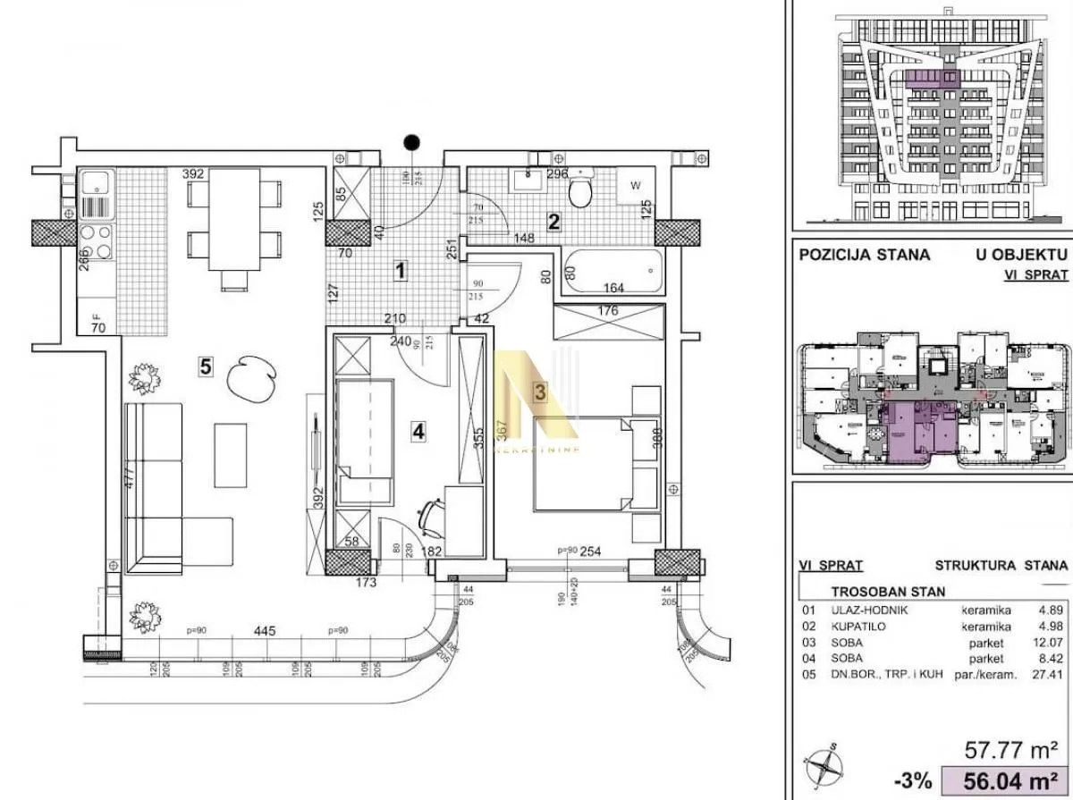 Prodaja, trosoban stan, 57m², Telep, Novi Sad Sve Podlokacije