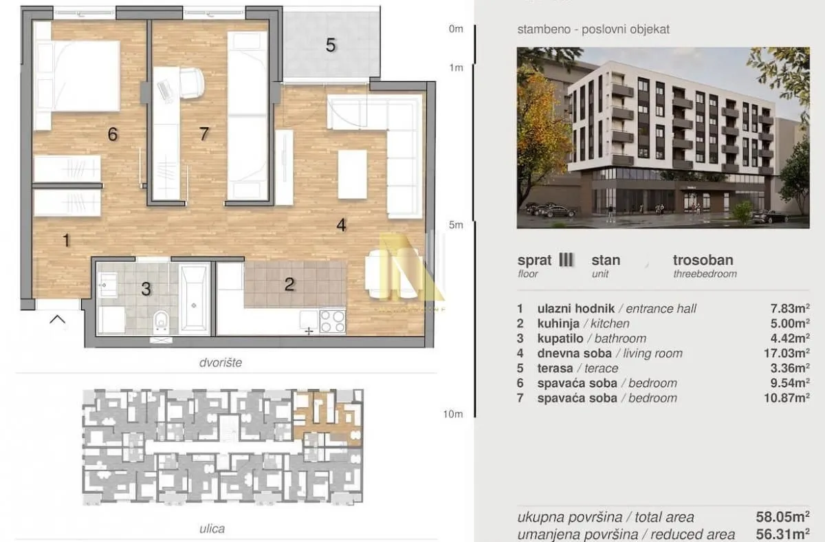 Prodaja, trosoban stan, 58m², Telep, Novi Sad Sve Podlokacije