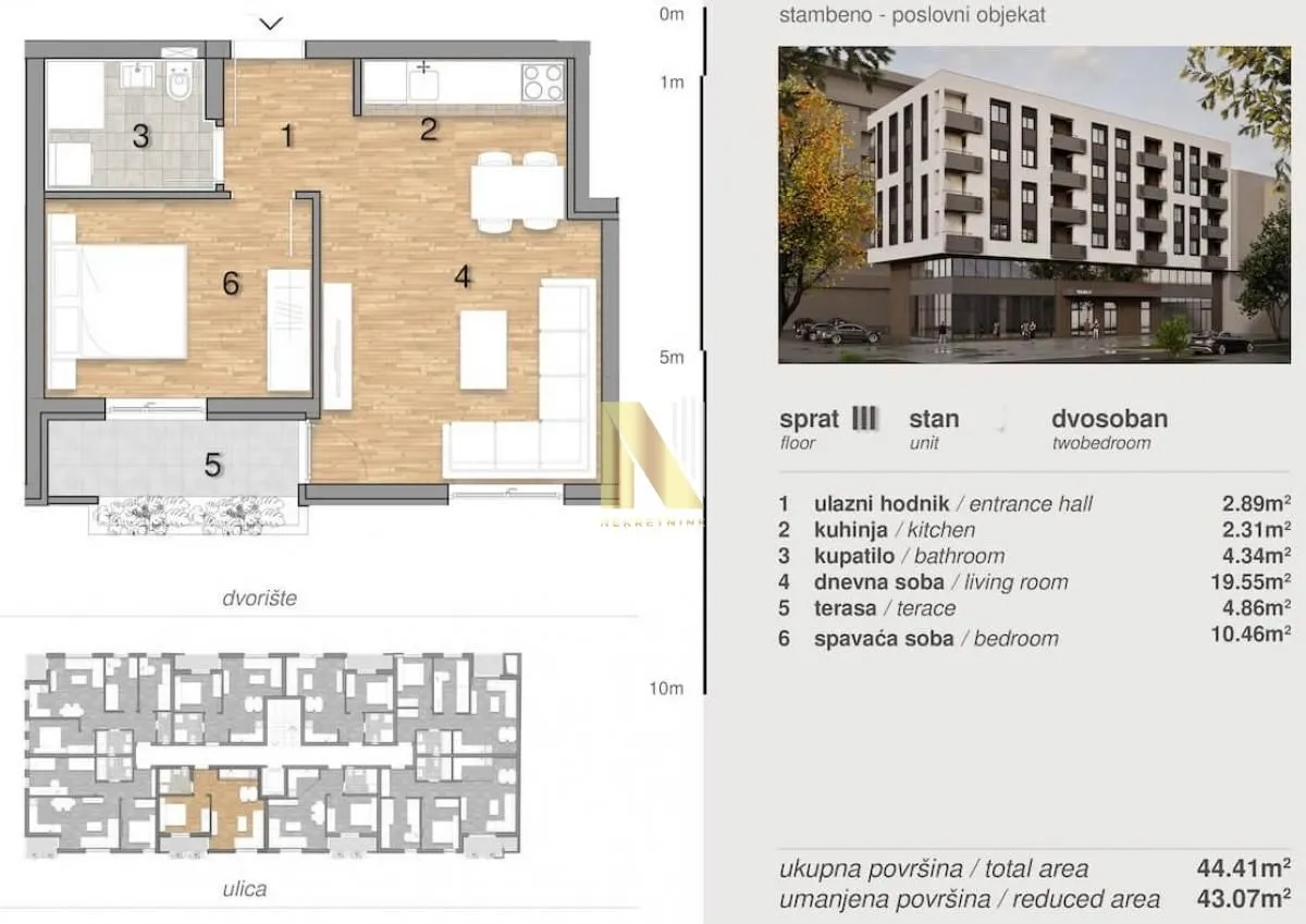 Prodaja, dvosoban stan, 44m², Telep, Novi Sad Sve Podlokacije