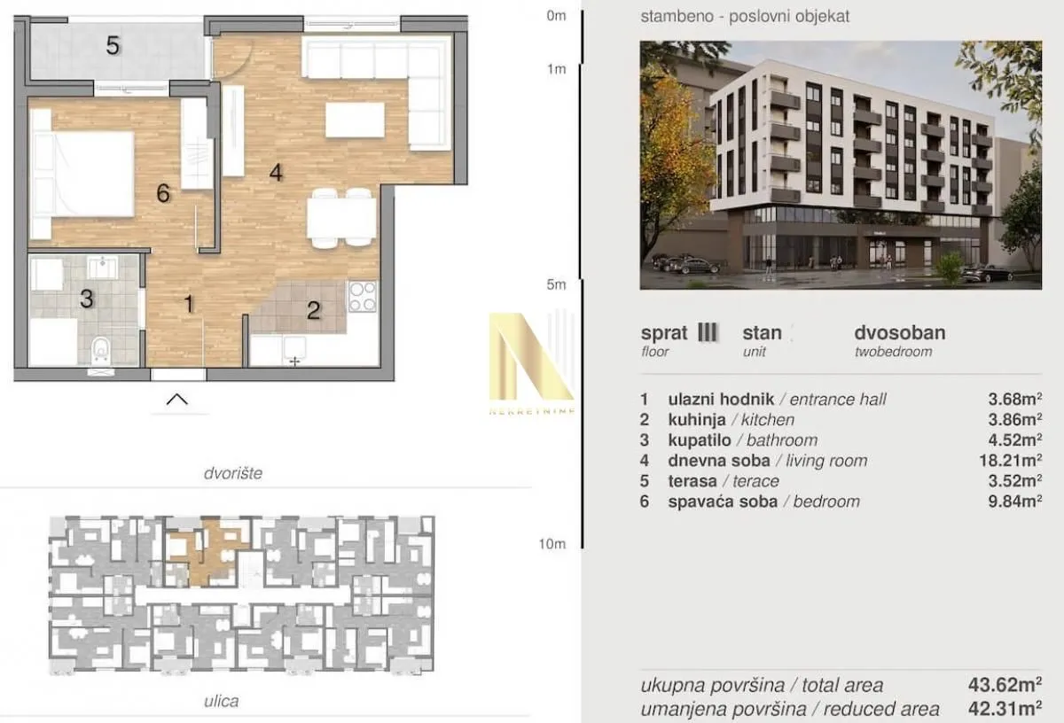 Prodaja, dvosoban stan, 43m², Telep, Novi Sad Sve Podlokacije