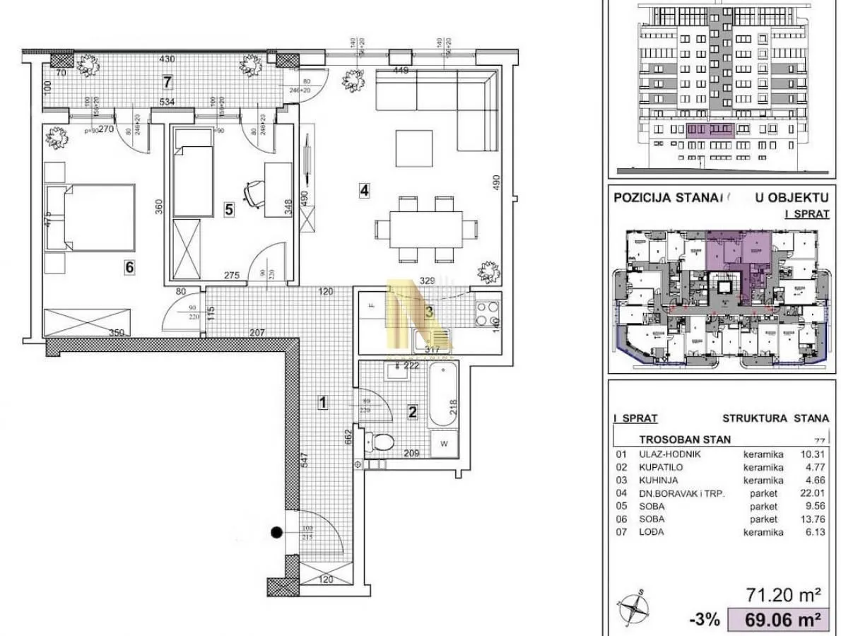 Prodaja, trosoban stan, 69m², Telep, Novi Sad Sve Podlokacije