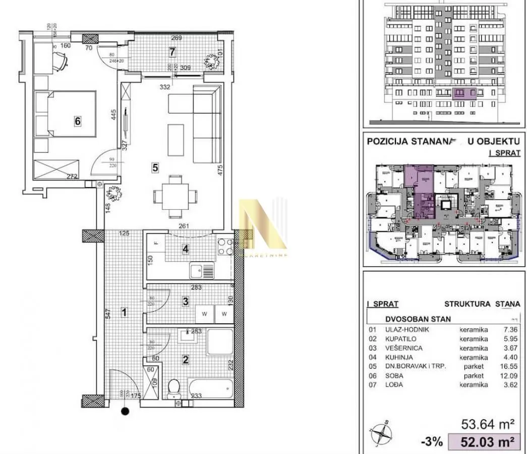 Prodaja, dvosoban stan, 53m², Telep, Novi Sad Sve Podlokacije