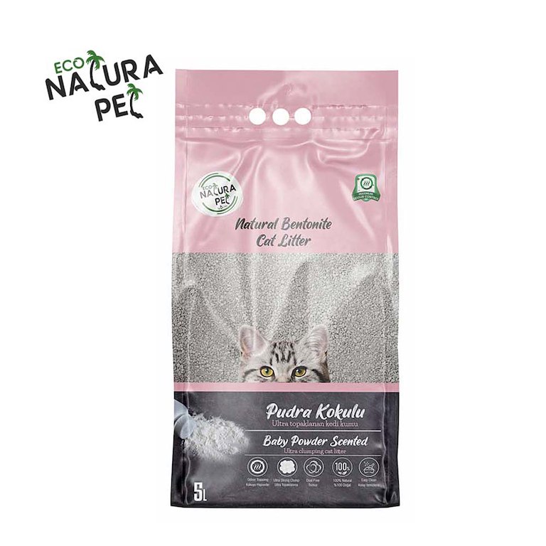 Eco Natura Posip za Mačke, Baby Powder Scented Bentonite - 5L