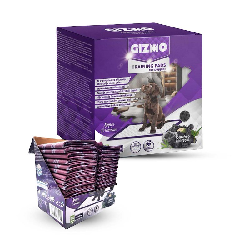 Gizmo Upijajuće Pelene za Pse na Bazi Bambusovog Ugljenika – 60x45cm, 40kom