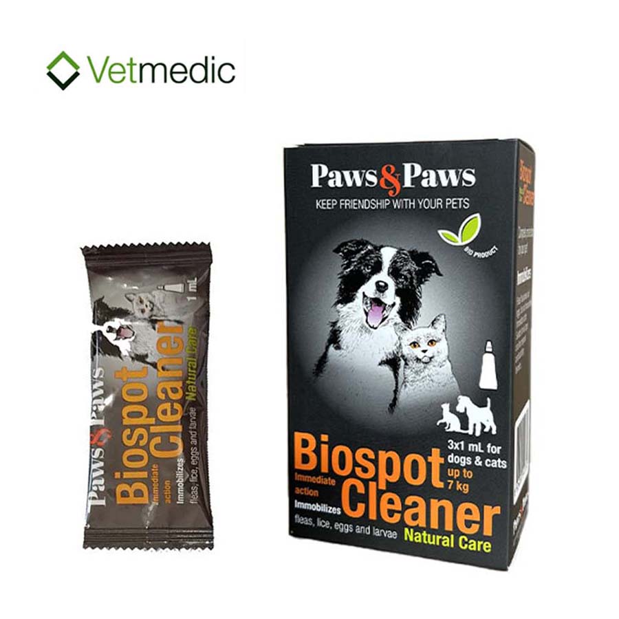 Paws&Paws Biospot cleaner Ampule Protiv Buva i Krpelja za Pse i Mačke - do 7kg