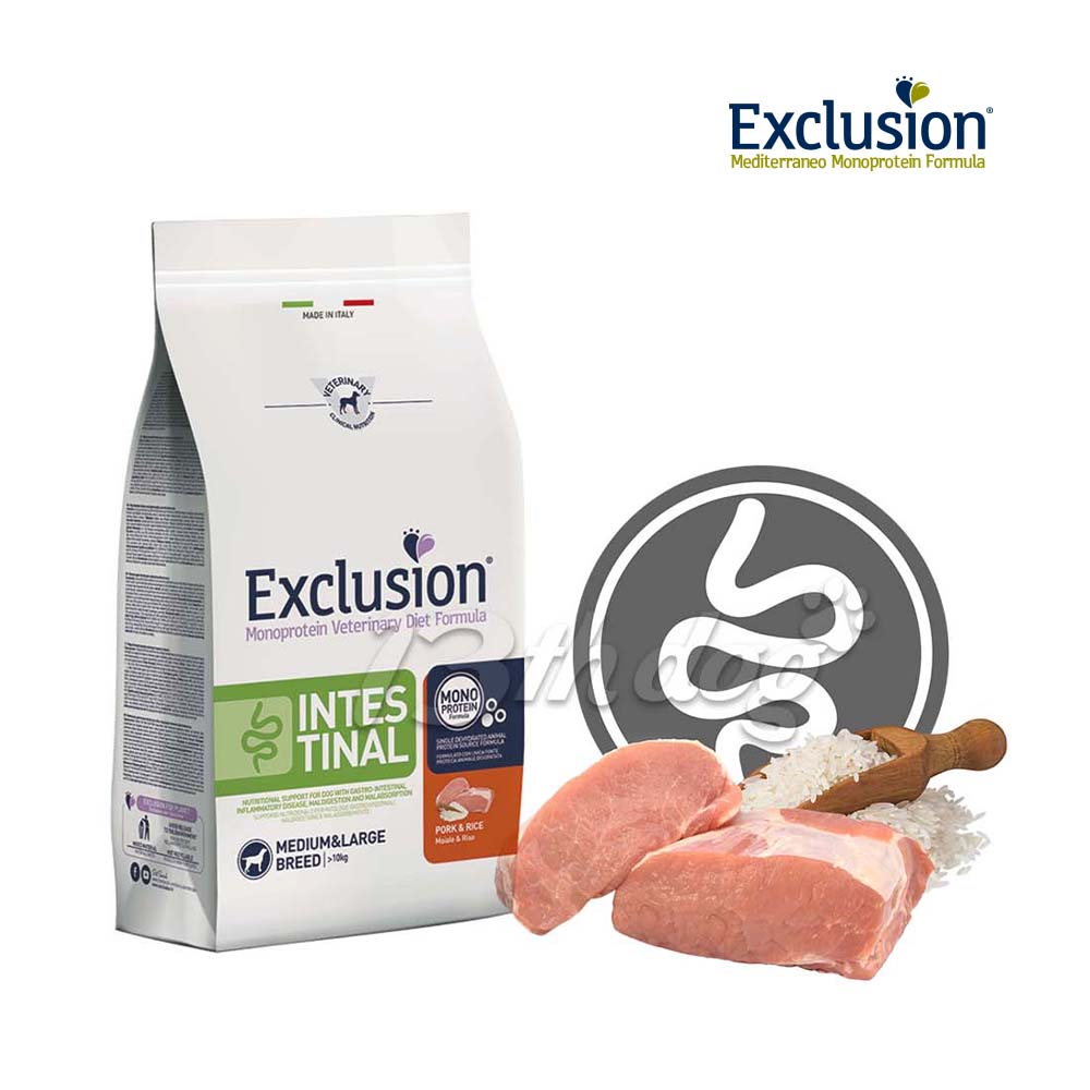 Exclusion Mediterraneo Vet Diet Intestinal Medium i Large, Hrana za Pse, Svinjetina - 2kg