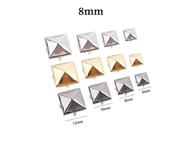 Dekorativne nitne u obliku piramide (10 kom.) - 8mm