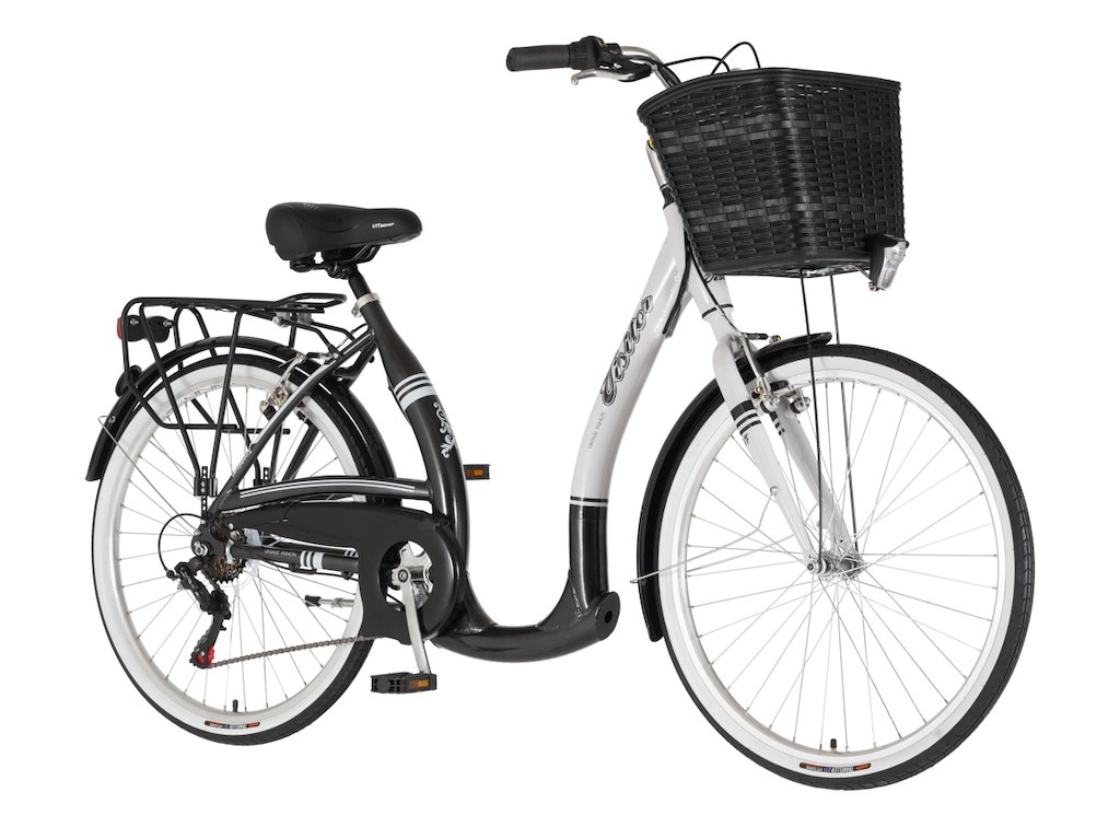 BICIKL CITY VISITOR VINTAGE 26" ALU 18" V-BRAKE 6 BRZINA 155-178CM (S/M) BELO CRNI