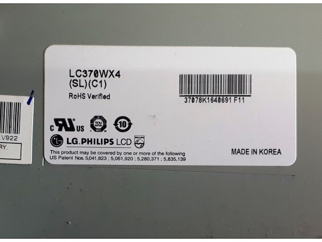 LCD Panel 37`, LC370WX4 (SL) (C1) za Toshiba–37A3000P