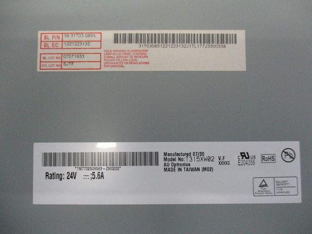 LCD Panel 32`, T315XW02 V.F za Philips–32PFL7862D/10