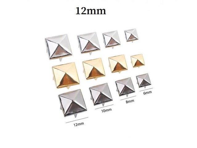 Dekorativne nitne u obliku piramide (10 kom.) - 12mm