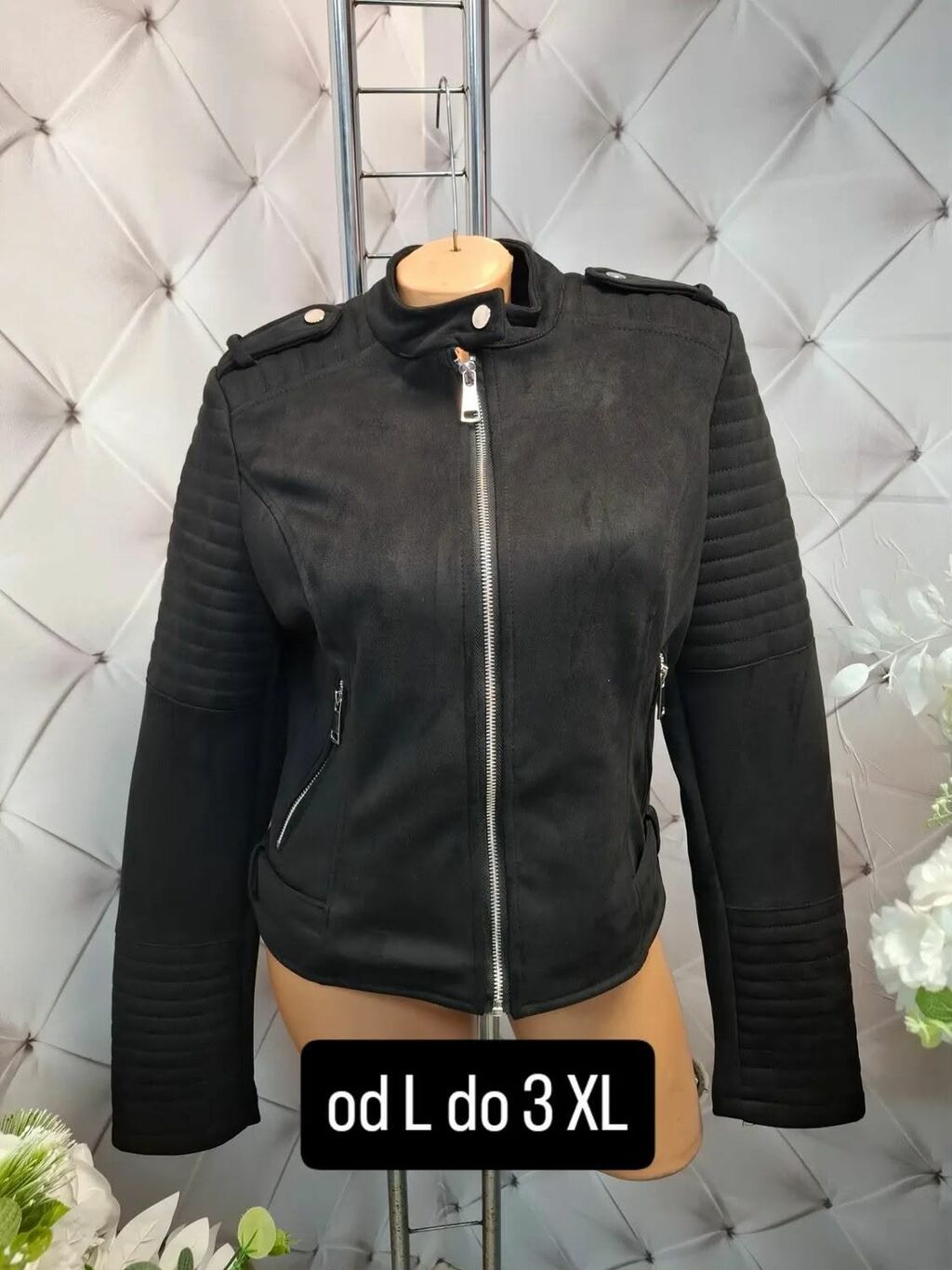 Ženska jakna – biker stil, dostupna u veličinama od L do 3XL. - Model