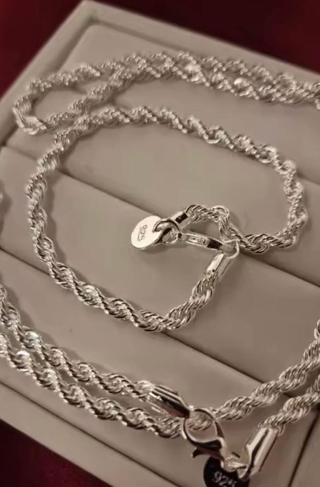 Srebrni lančić 925 – pletena “rope” šara - Materijal: srebro 925 (žig