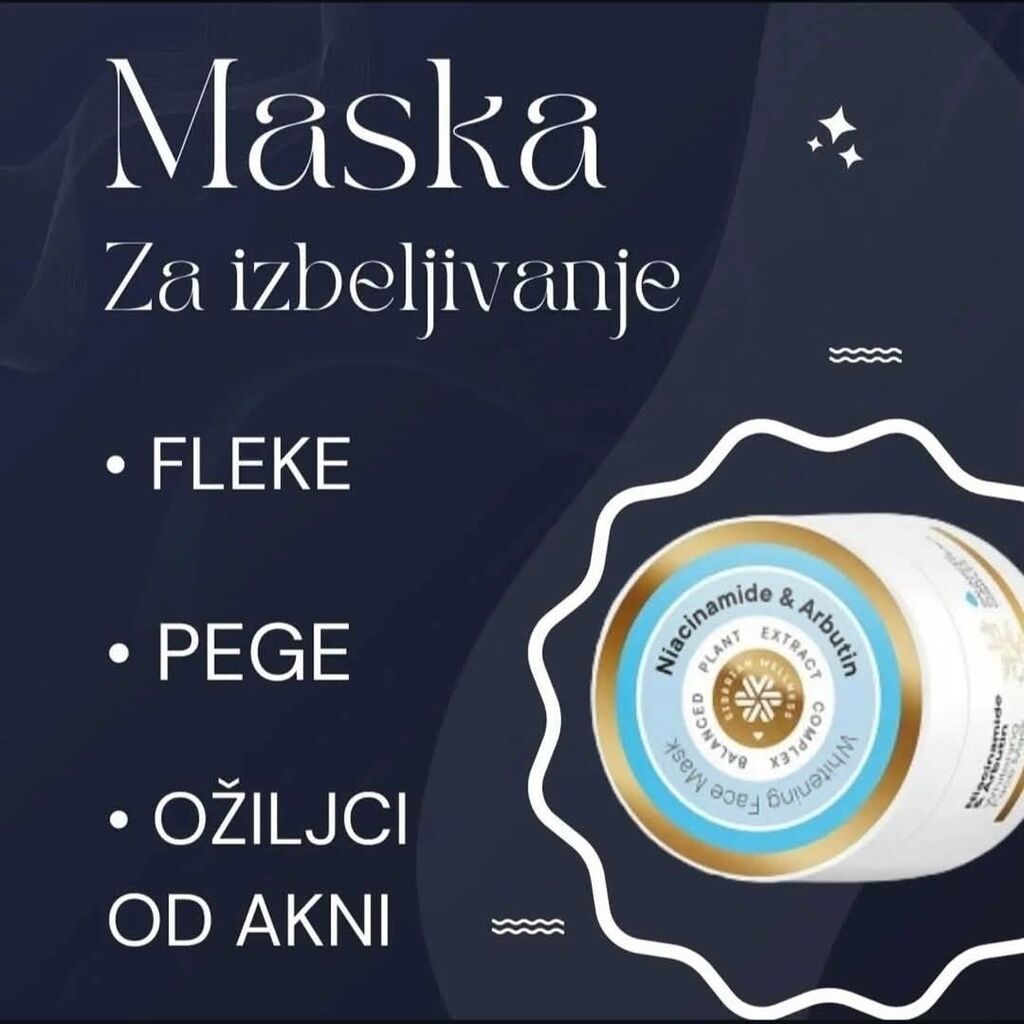 Maska za izbeljivanje lica – Niacinamide & Arbutin - Namenjena za