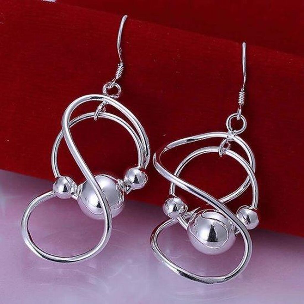 Srebrne viseće minđuše – 925 sterling srebro - Materijal: srebro 925