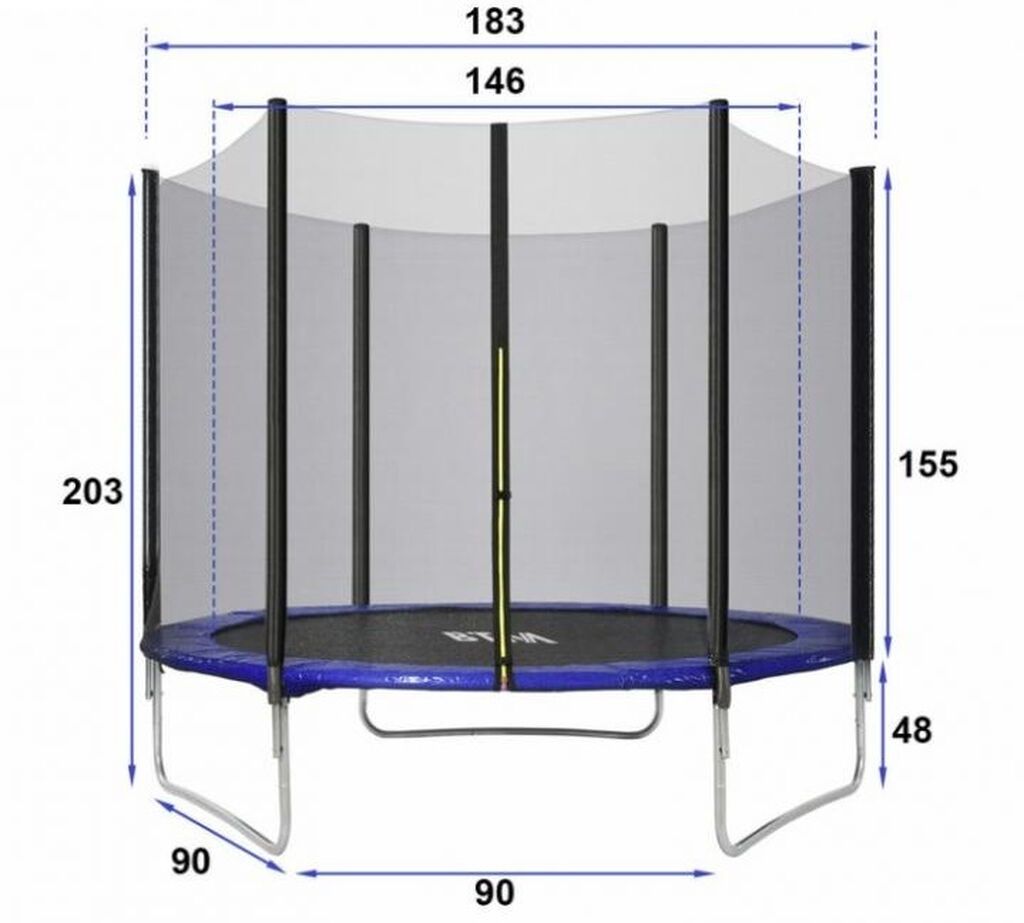 TRAMBOLINA 183cm i DELOVI Mreže, platna, opruge, stubovi, pena