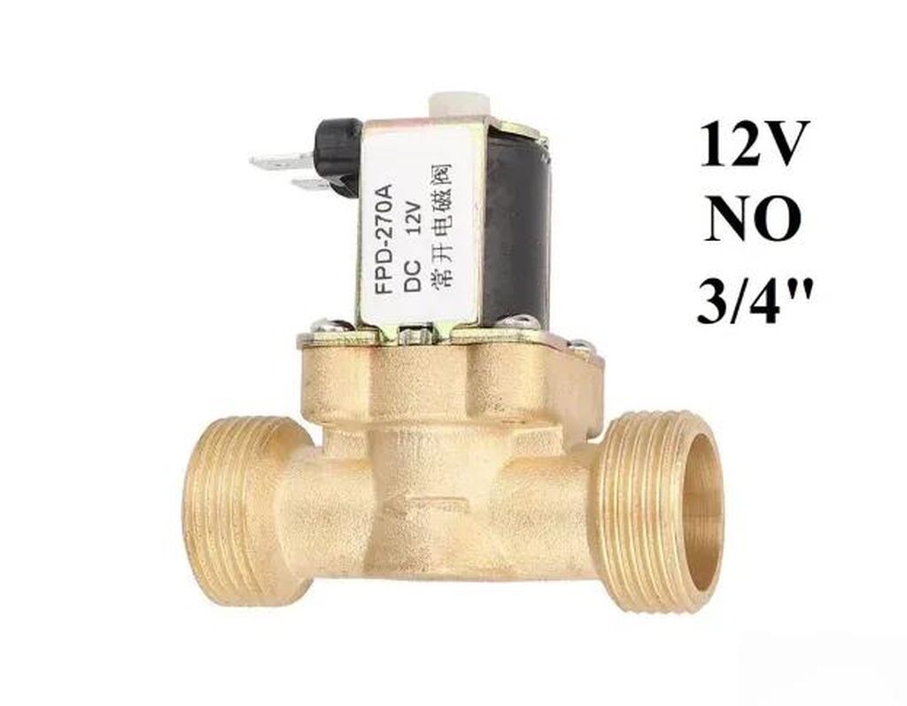 Elektromagnetni ventil 12V DC, normalno otvoren (NO), navoj 3/4" -
