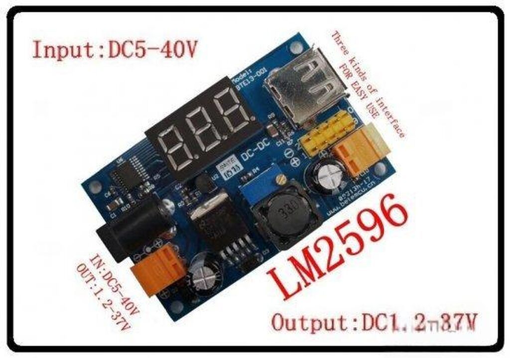 DC-DC step-down modul sa displejem – LM2596 - Ulazni napon: DC 5–40 V