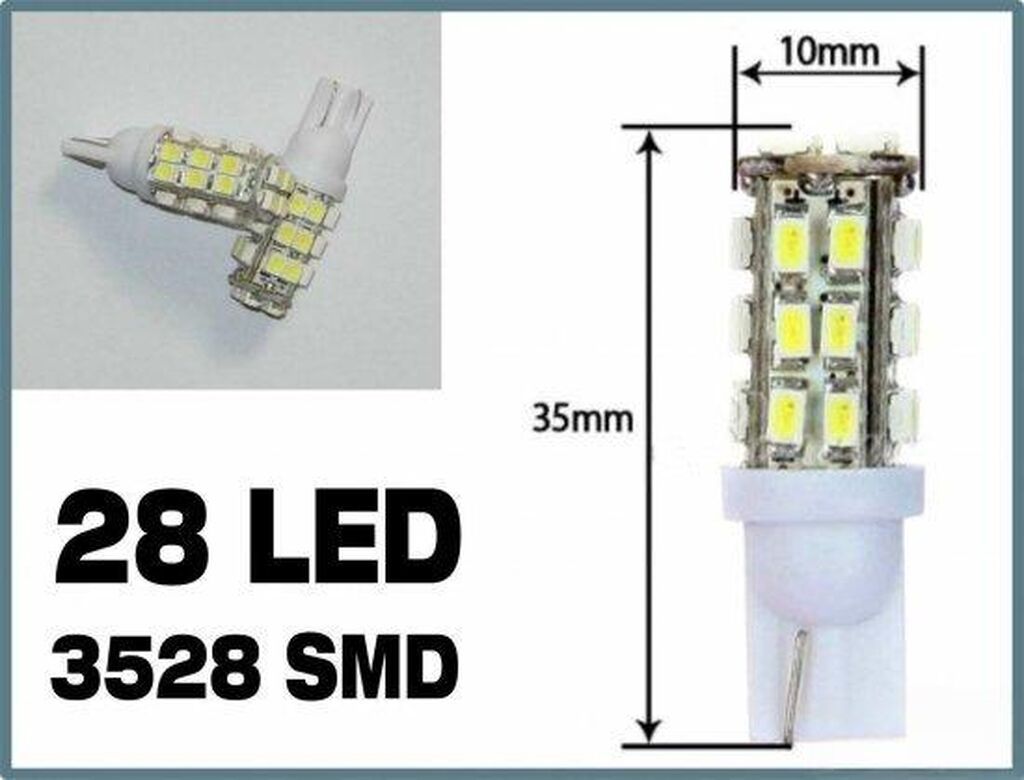 T10/W5W auto LED sijalica – 28 LED 3528 SMD - Tip grla: T10 (W5W) -