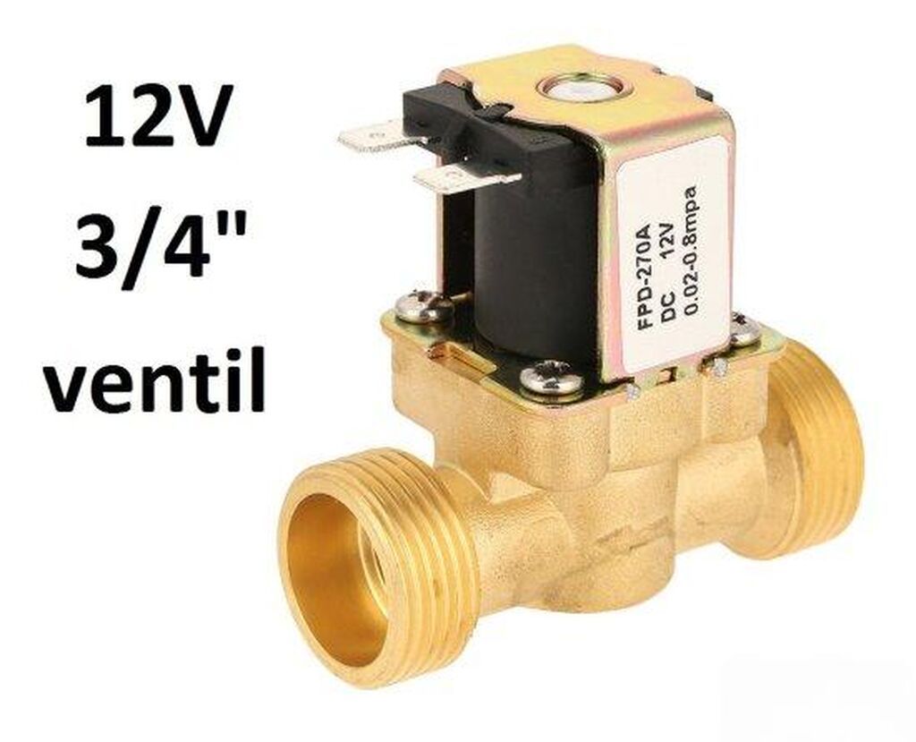 Elektromagnetni (solenoidni) ventil 12V, 3/4" - Napajanje: DC 12V -
