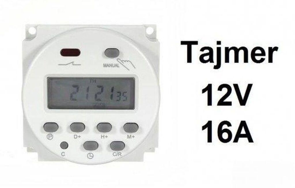 Digitalni tajmer 12V 16A - Napajanje: 12 V DC - Maksimalno