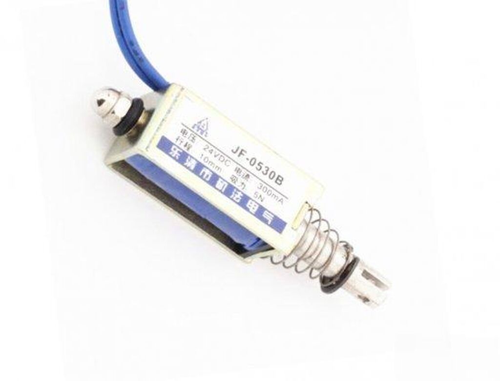 Mini linearni elektromagnet (solenoid) JF-0530B – potisni tip Ključne