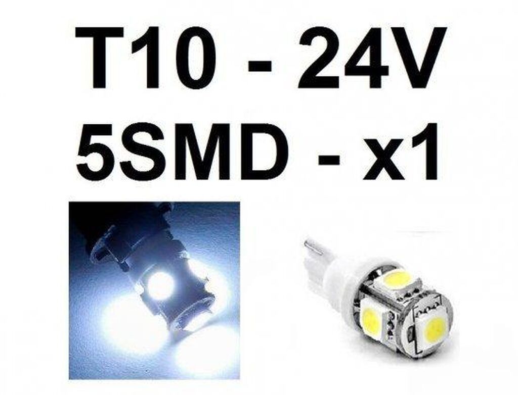 LED sijalica T10 (W5W) – 24V, 5 SMD dioda – komad - Tip grla: T10