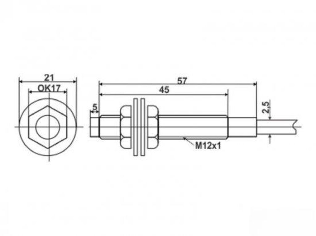 Induktivni senzor približenja M12, PNP, NO – domet detekcije 2 mm -