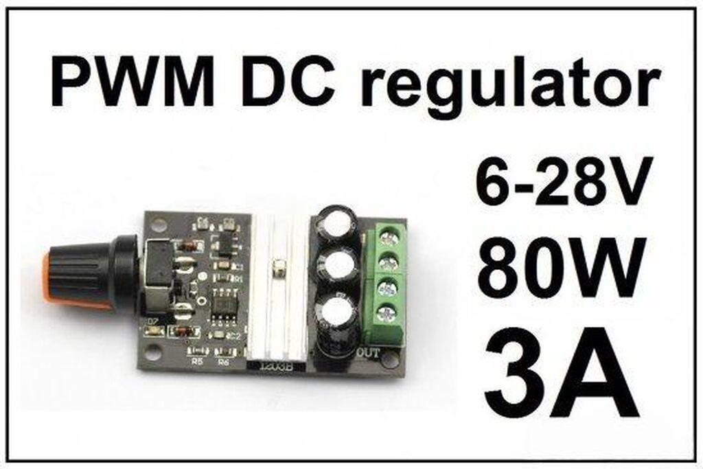 PWM DC regulator 6–28 V, 80 W, 3 A Kompaktan PWM kontroler za