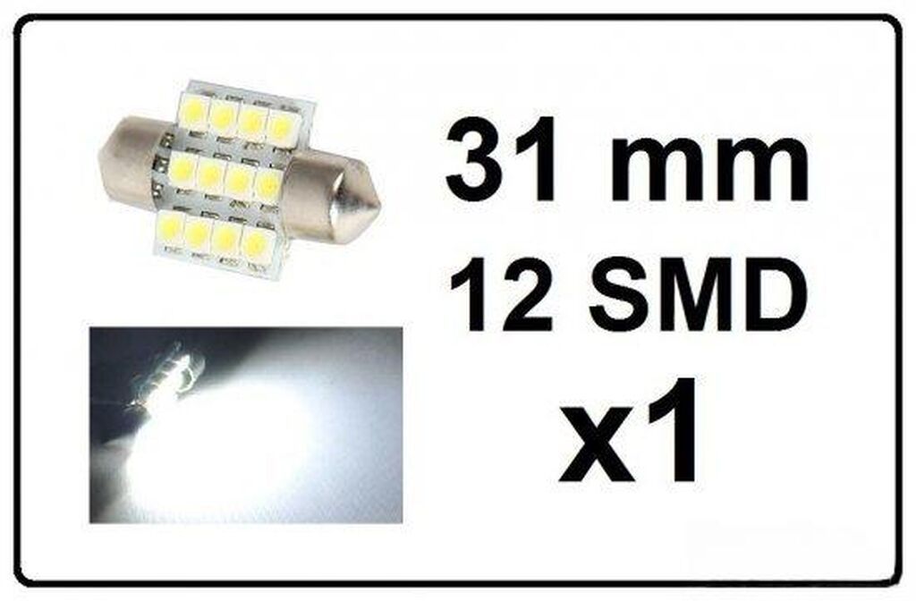 LED sijalica za automobil – C5W/Festoon, 31 mm, 12x SMD, bela svetlost