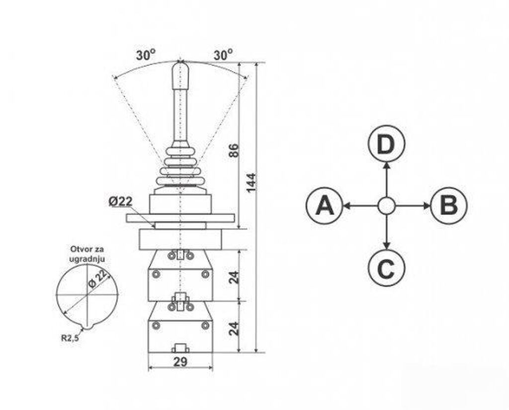 Industrijski džojstik Schneider Electric PA14 – 4 x NO - Tip