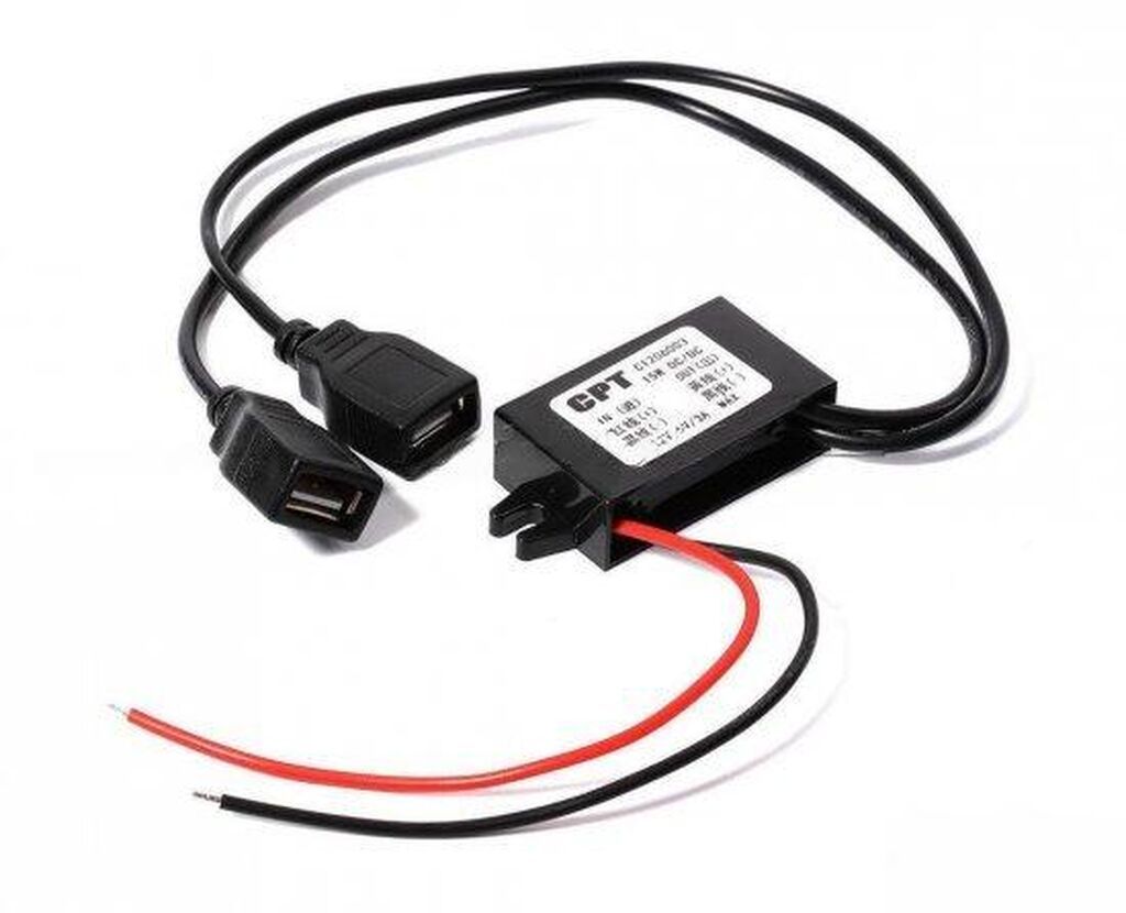 DC/DC pretvarač 12V na 5V sa 2 x USB izlaza - Ulaz: 12V DC (crvena