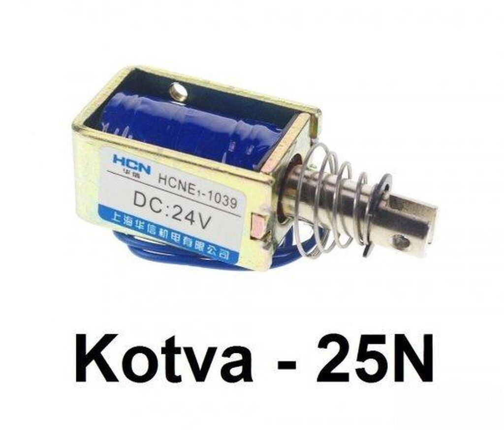 Mini linearni elektromagnet (solenoid) HCN HCNE1-1039, DC 24V, potisna