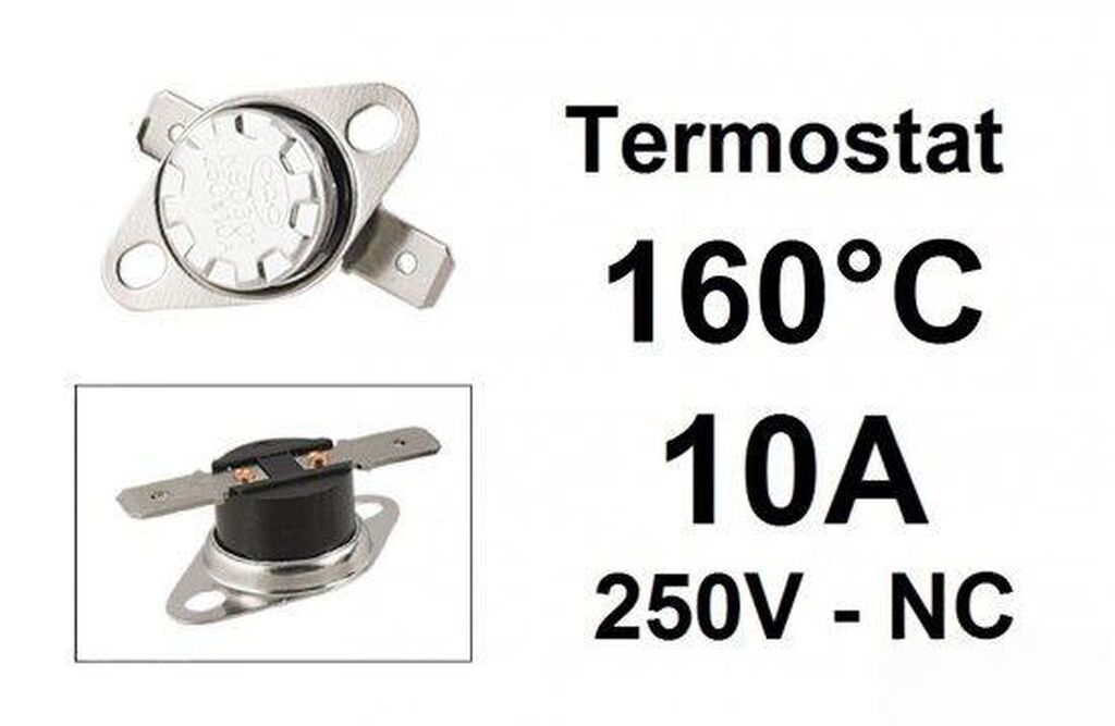 Termostat bimetalni, KSD serija – 160°C, 10A, 250V, NC (normalno