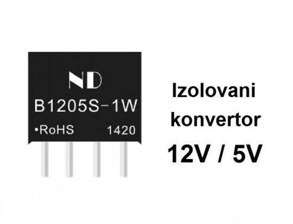 Izolovani DC‑DC konvertor B1205S‑1W (12V na 5V) - Ulazni napon: 12 V