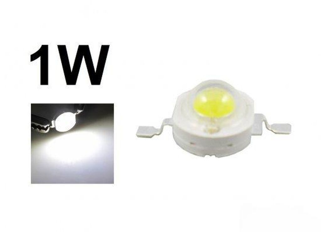 LED dioda 1W – hladno bela - Snaga: 1 W - Boja svetla: hladno bela