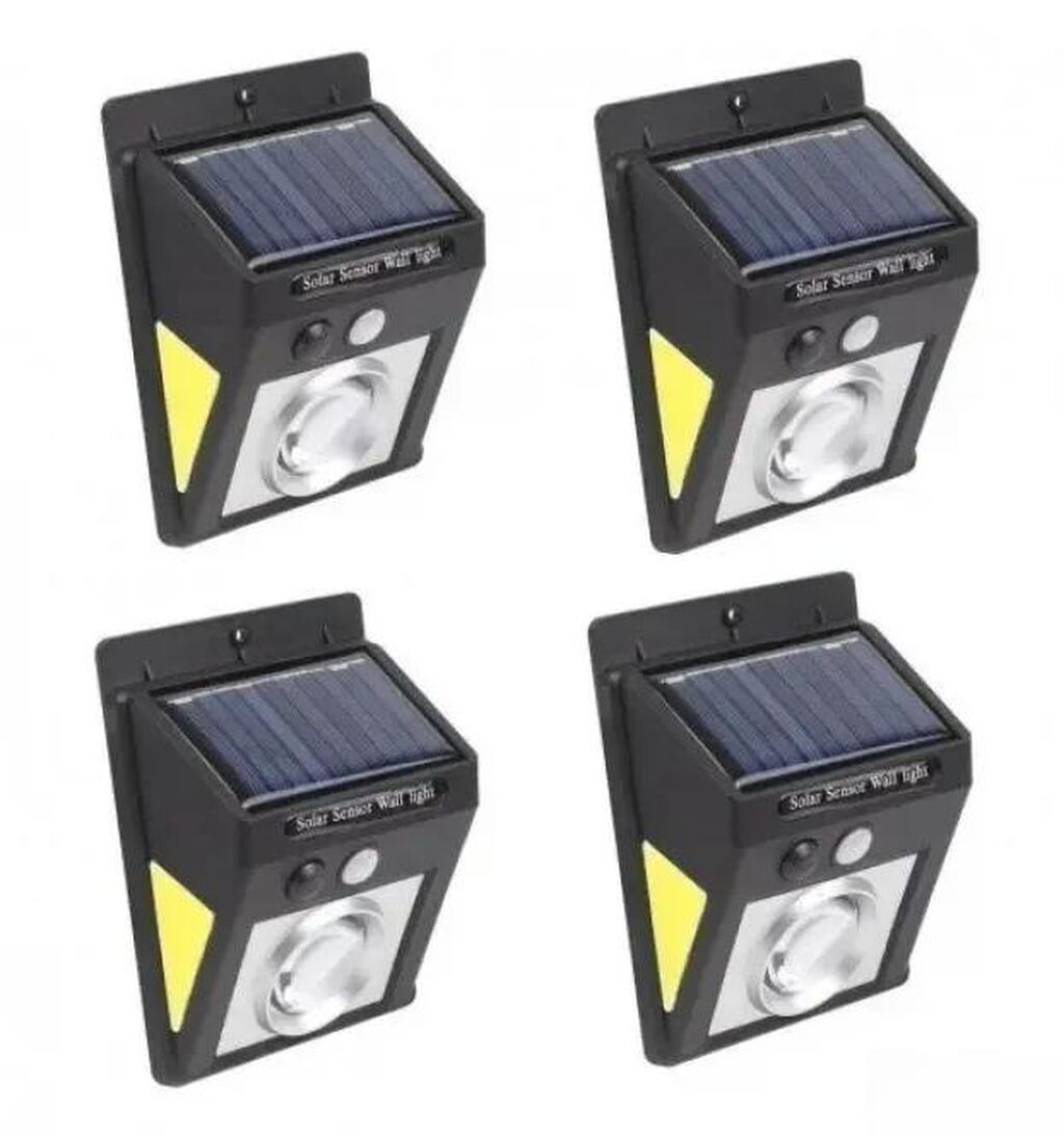 Solarne zidne lampe sa senzorom pokreta – set 4 kom - Napajanje putem