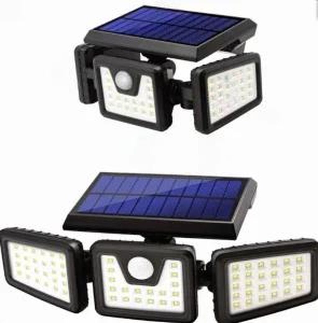 Solarna LED reflektorska lampa sa 3 podesiva panela i senzorom pokreta