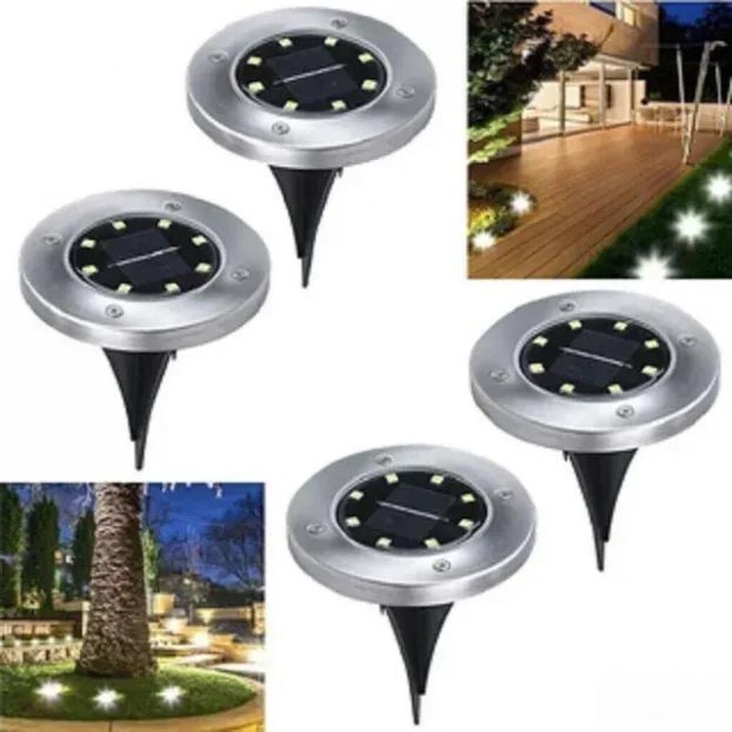 Solarne LED podne bastenske lampe (set) Opis: - Okrugle solarne