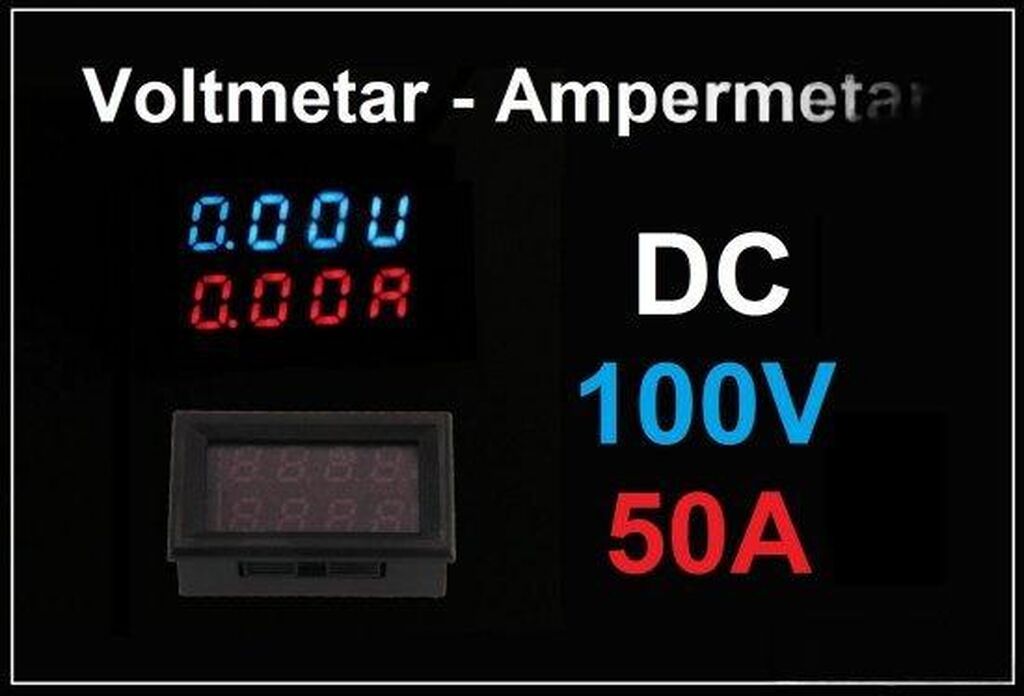 Digitalni DC voltmetar-ampermetar 100V/50A - Merenje napona: 0–100 V