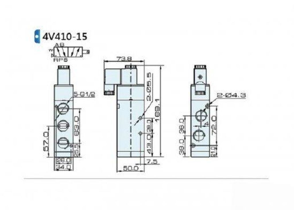 Pneumatski elektromagnetni ventil AIRTAC 4V410-15 - Tip: 5/2