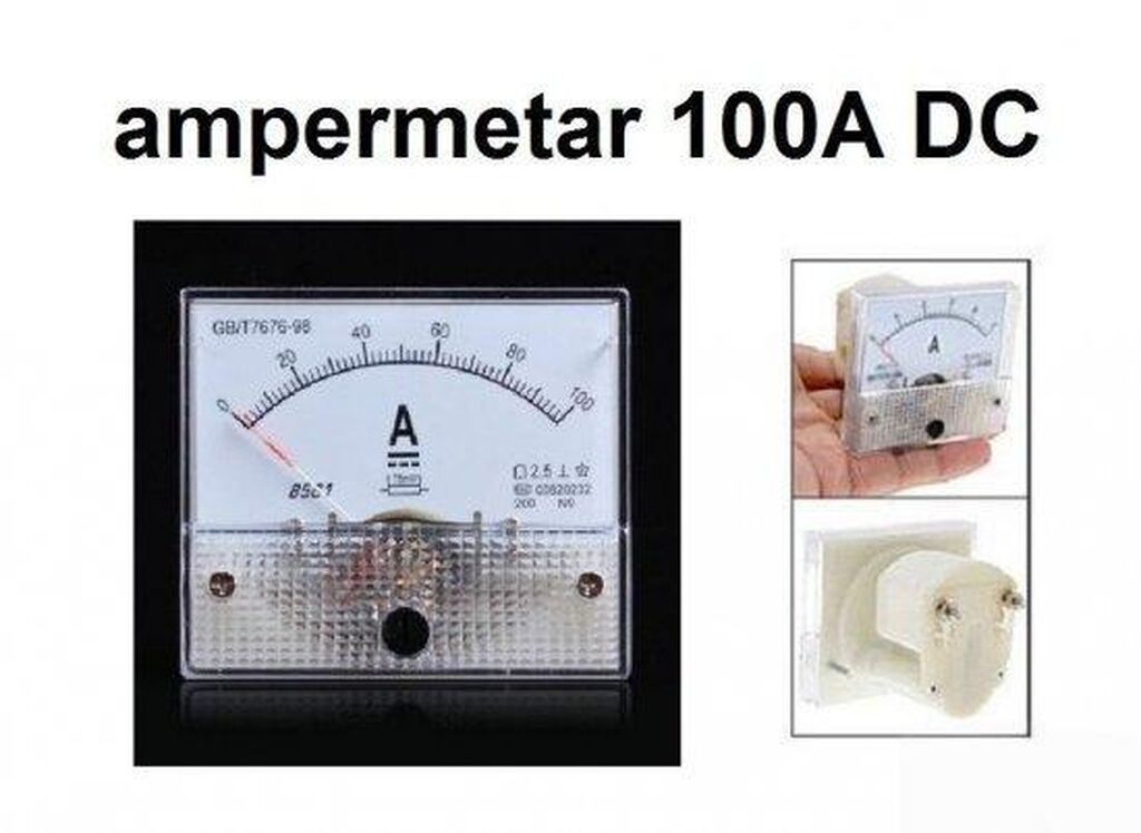 Analogni ampermetar 100A DC - Raspon merenja: 0–100 A istosmjerne