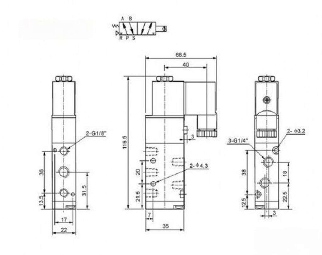 Elektromagnetni pneumatski ventil Airtac 4V210-08 - Tip: 5/2