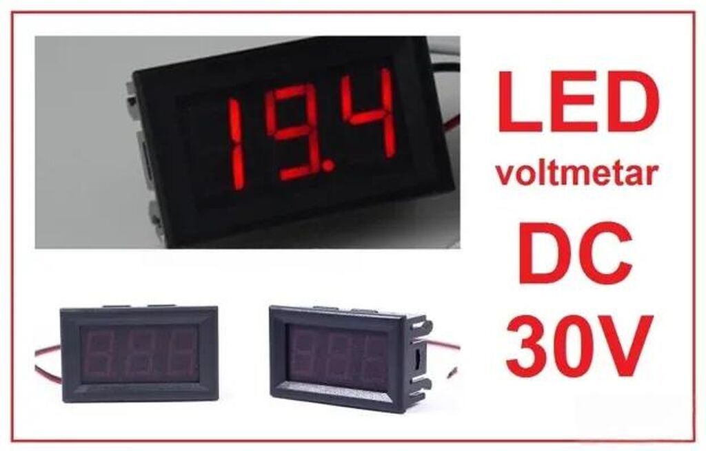 LED digitalni voltmetar – DC do 30 V - Opseg merenja: 0–30 V DC -